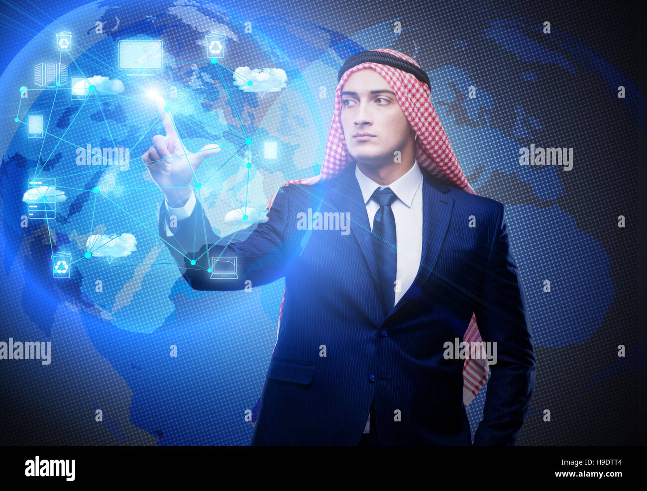 Arab man in cloud computing concept Stock Photo - Alamy