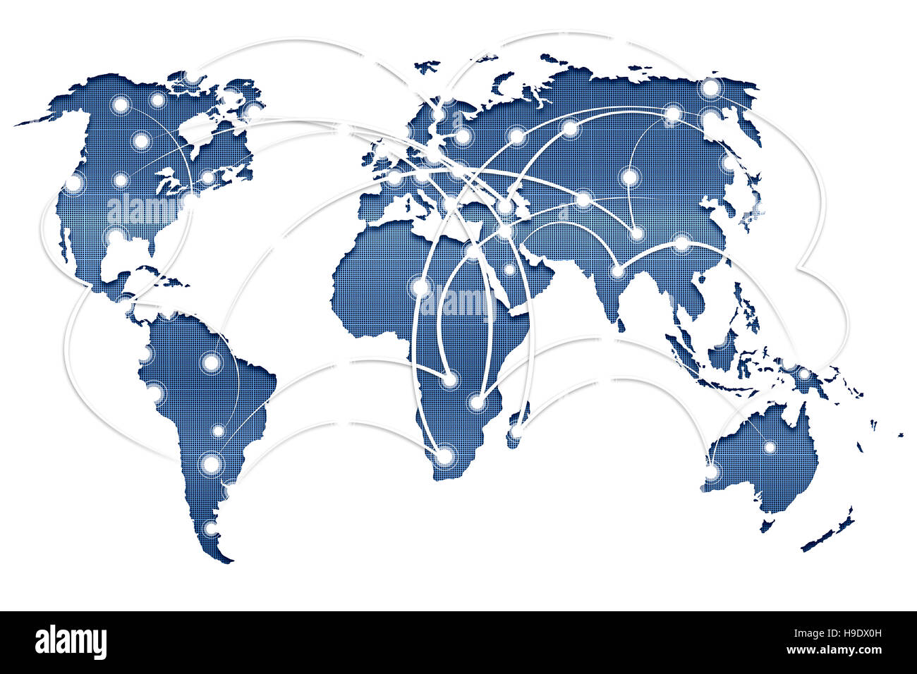 Social networks concept with world map Stock Photo - Alamy