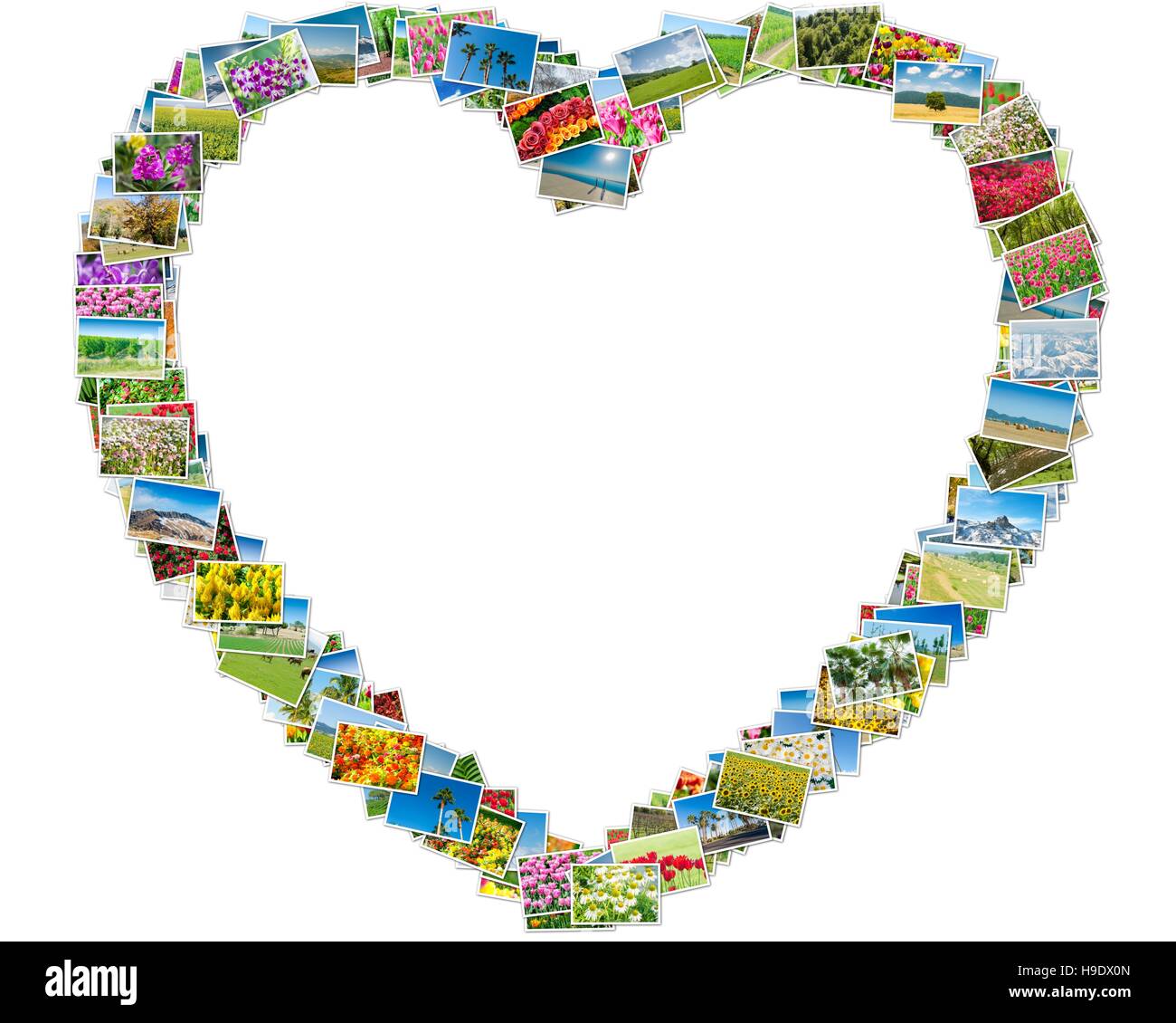 Various nature photos arranged in heart frame Stock Photo - Alamy