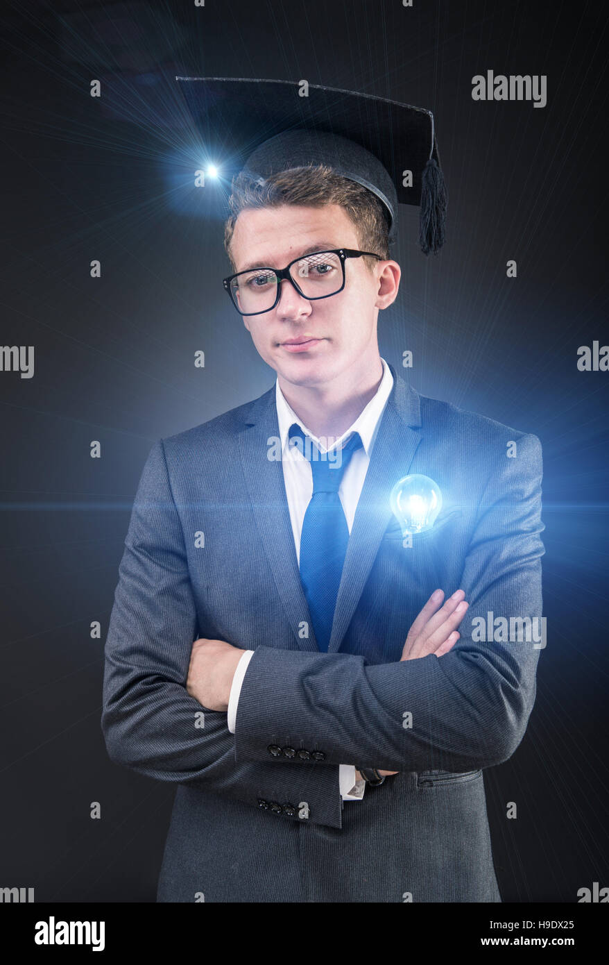 Student with light bulb in idea concept Stock Photo - Alamy