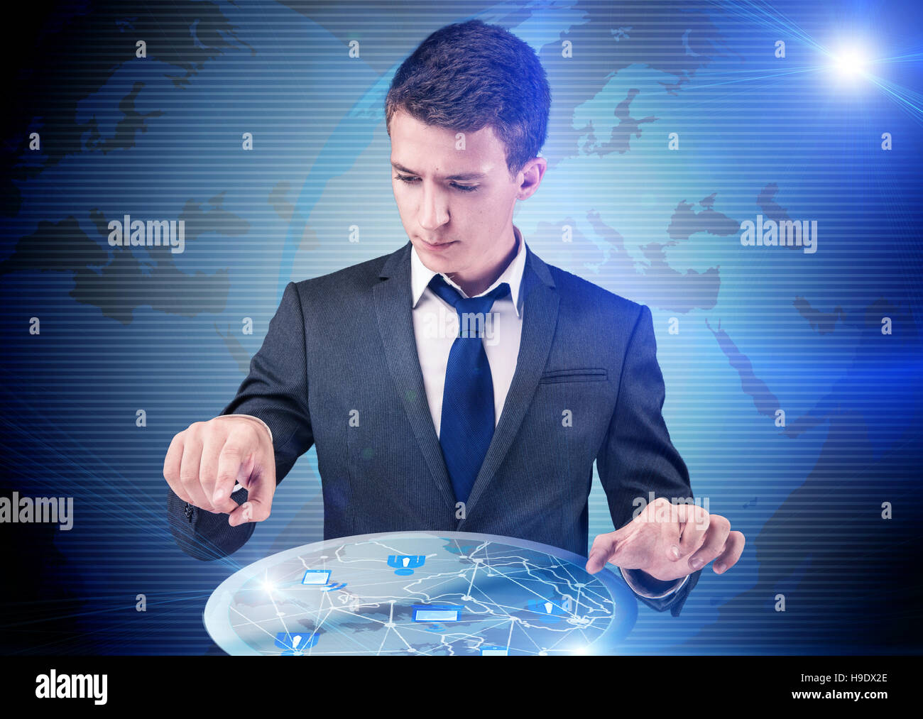 Man in social networks concept Stock Photo - Alamy