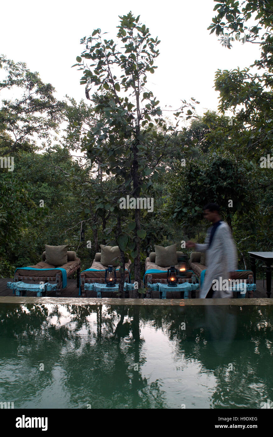 The pool at Baghvan, a Taj Safari Resort, on the outskirts of Pench ...