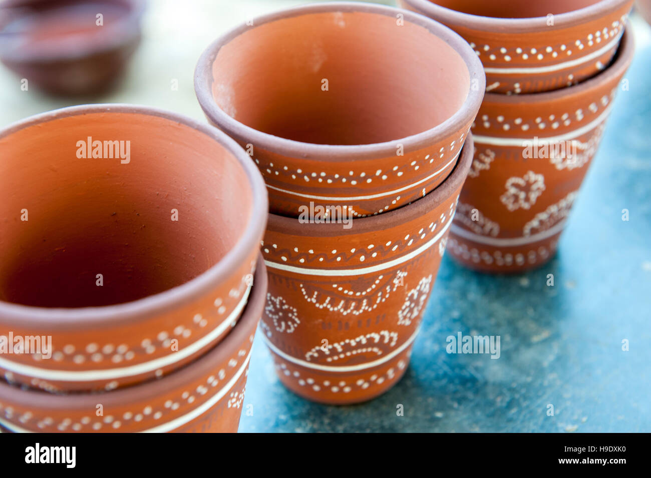Clay cups made by a Meghwal tribal woman, a Muslim community who lives ...