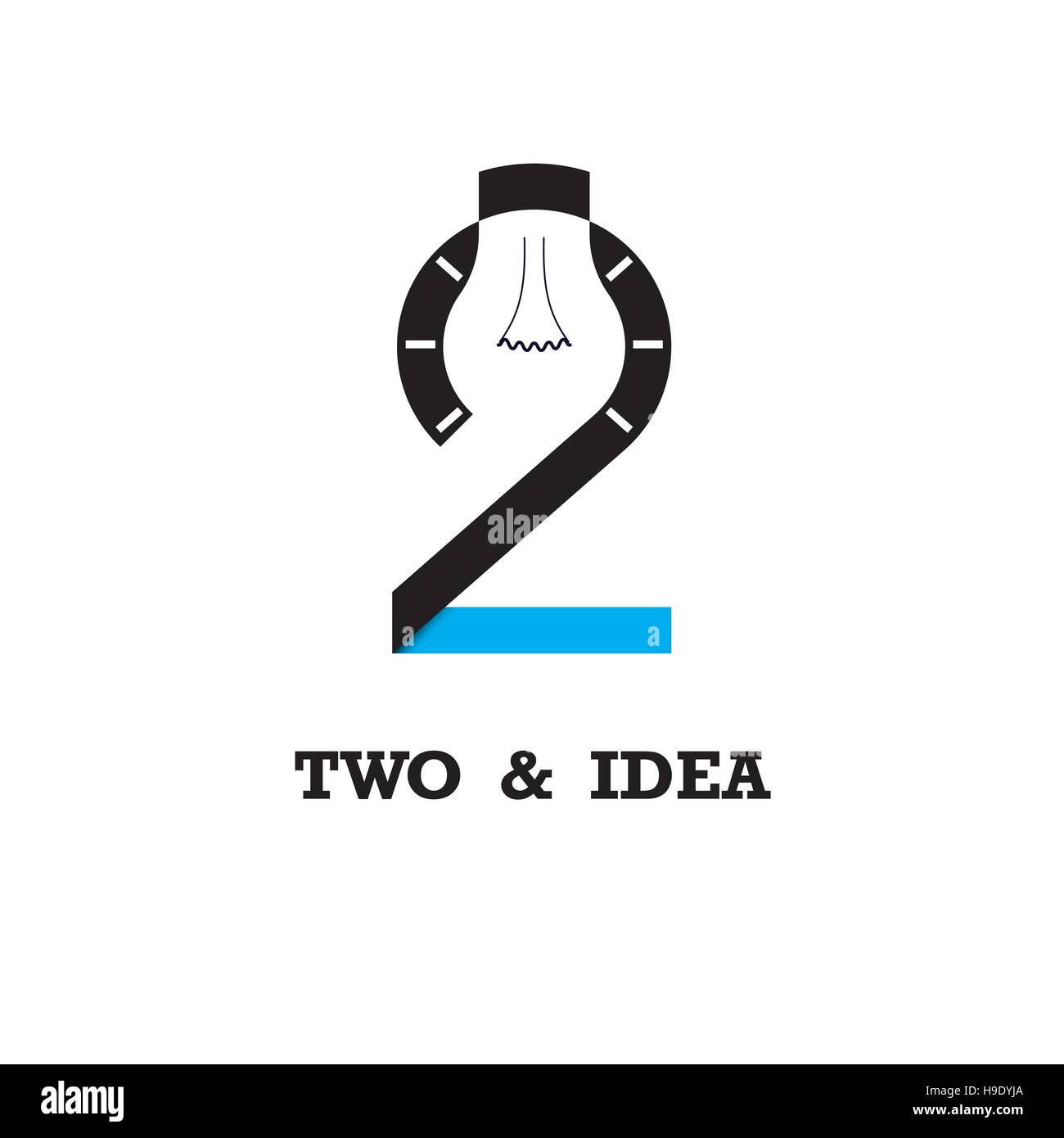 Two number icon and light bulb abstract logo design vector template ...