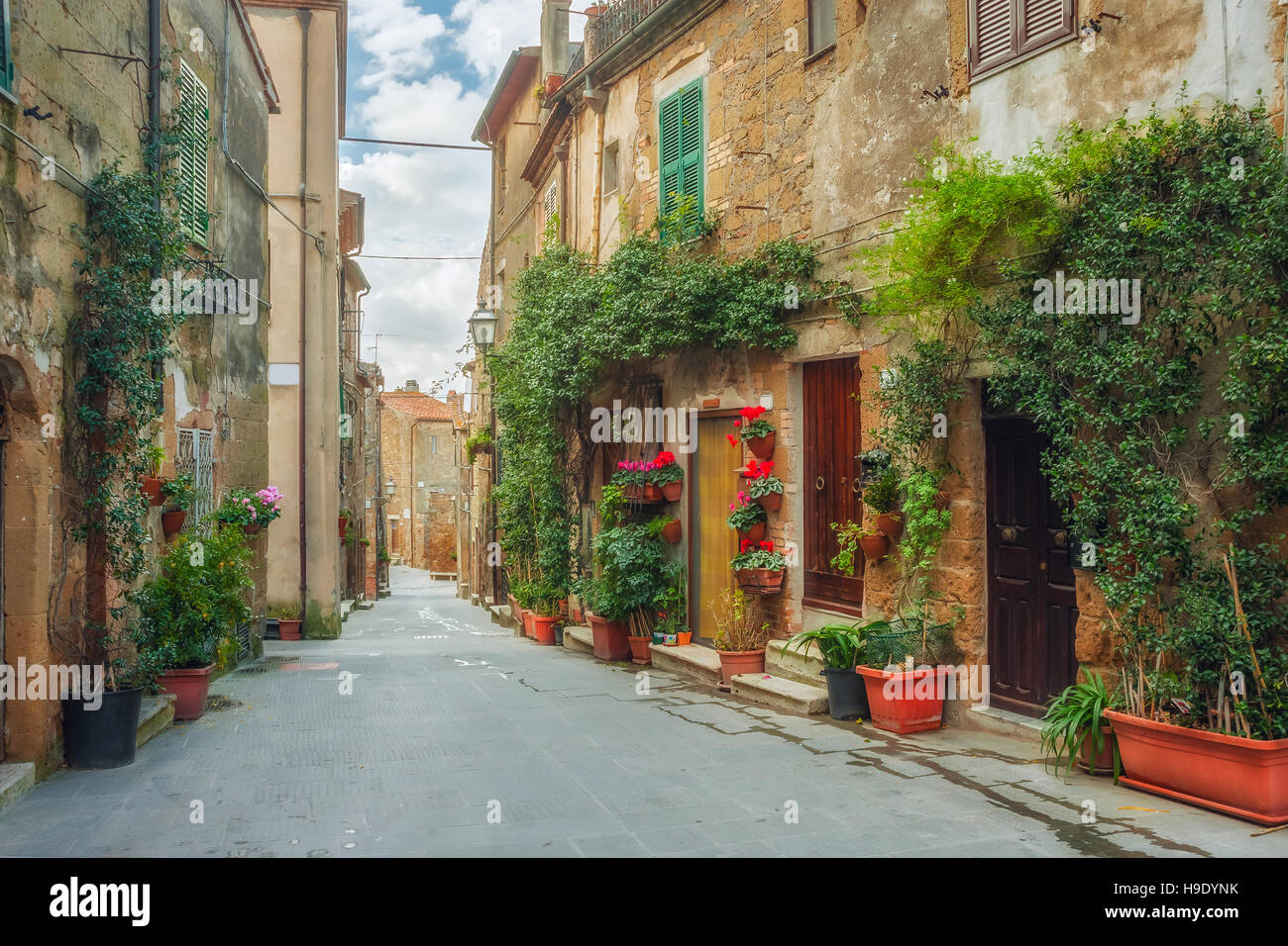 Beautiful streets in a peaceful ancient town, architecture, Italy Stock ...