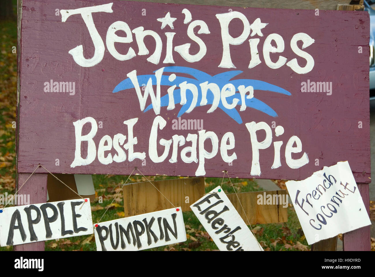 Grape pie sign, Naples, New York Stock Photo - Alamy