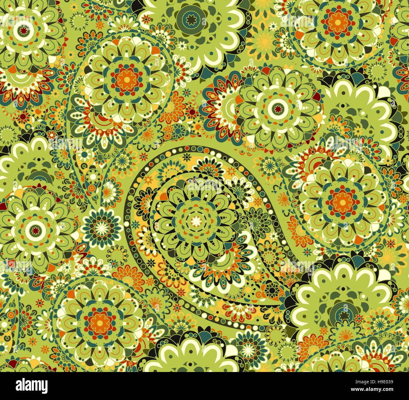 Floral paisley seamless pattern. Vector. Colorful eastern style ...