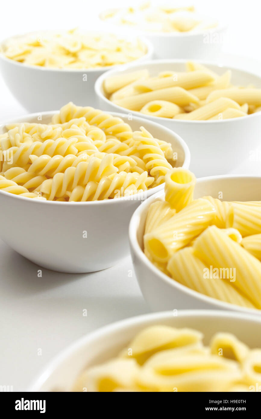 Pasta, tortiglioni, fusilli, penne, boiled Stock Photo - Alamy