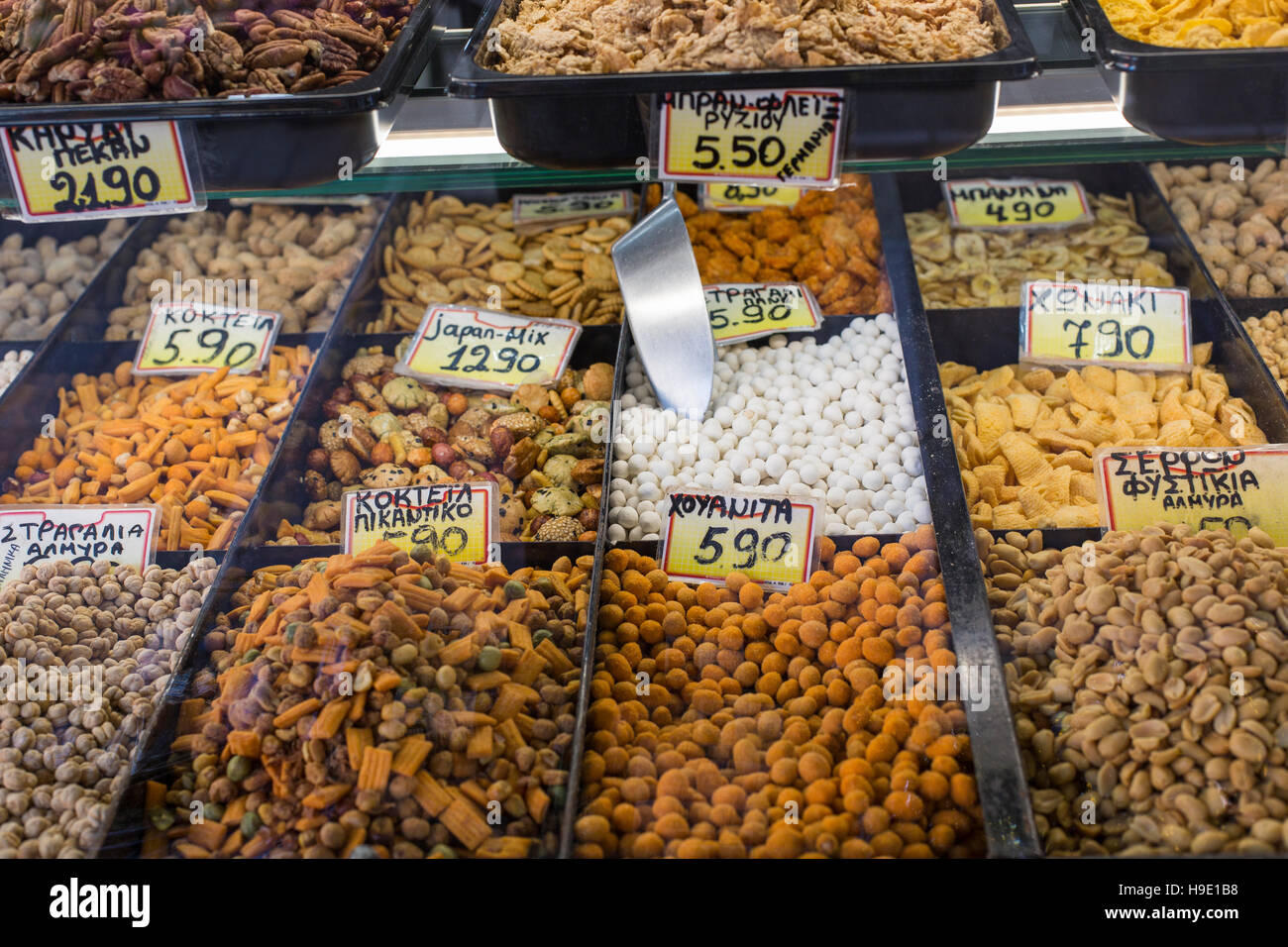 Market stall full of candys in Greece Stock Photo - Alamy