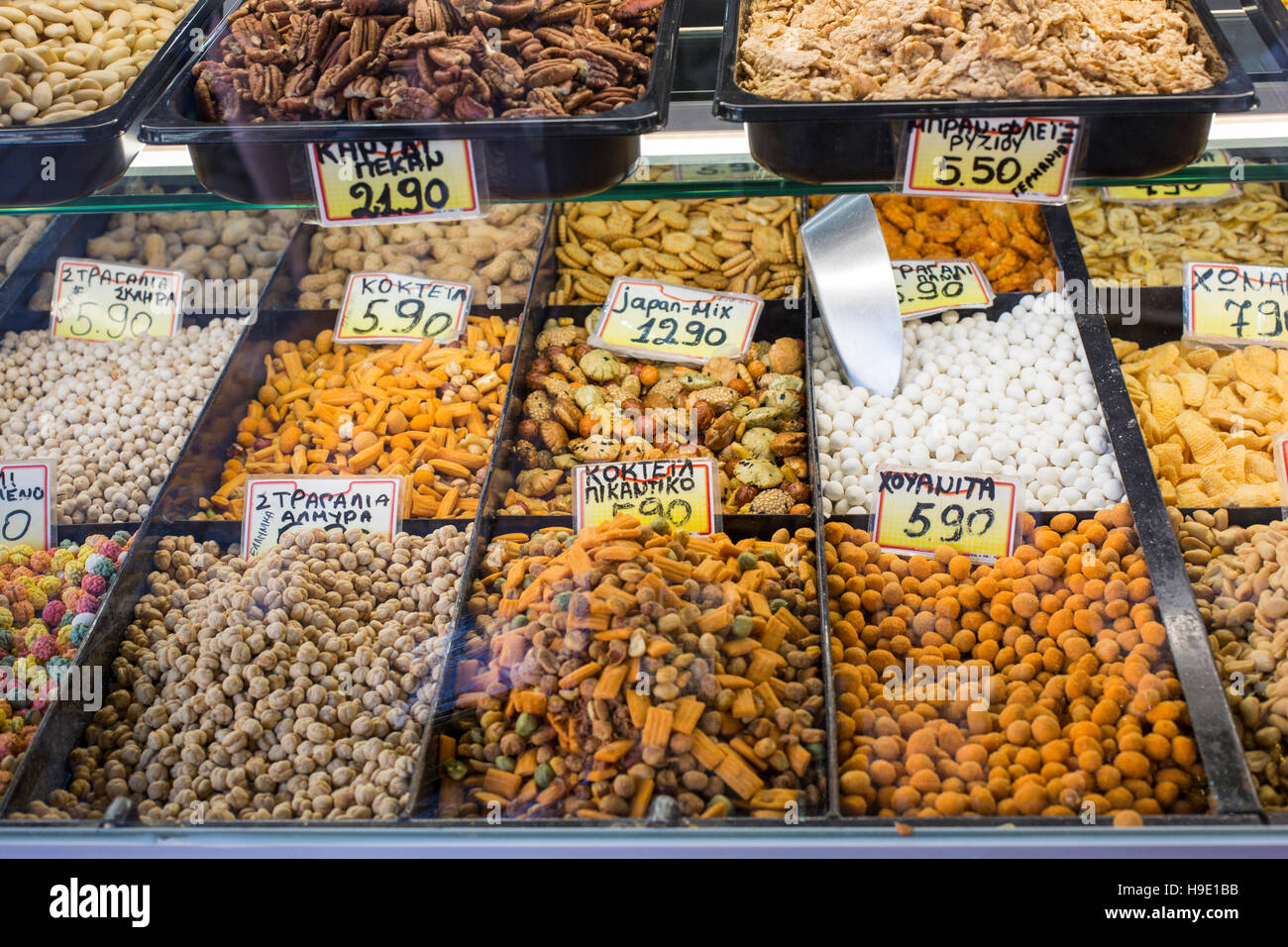 Market stall full of candys in Greece Stock Photo - Alamy
