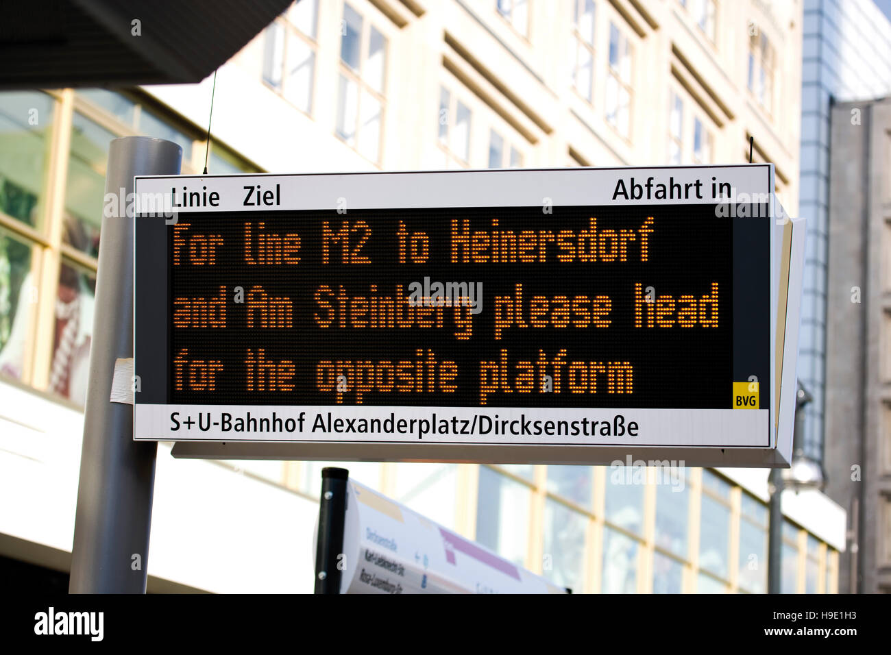 S + U-Bahn train station announcement board, Alexanderplatz, Berlin ...