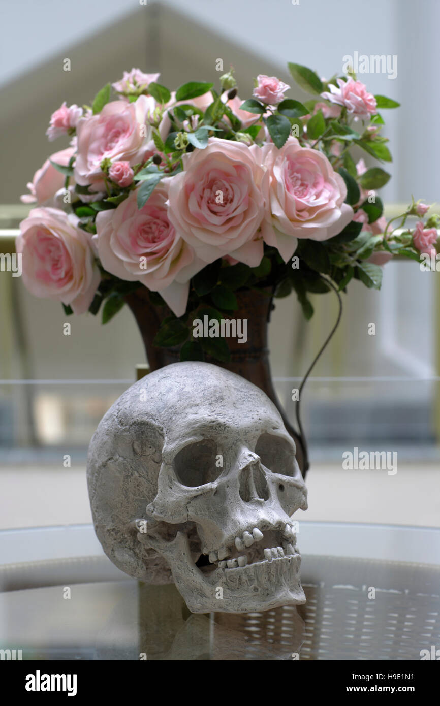 Flowers and skull Stock Photo - Alamy