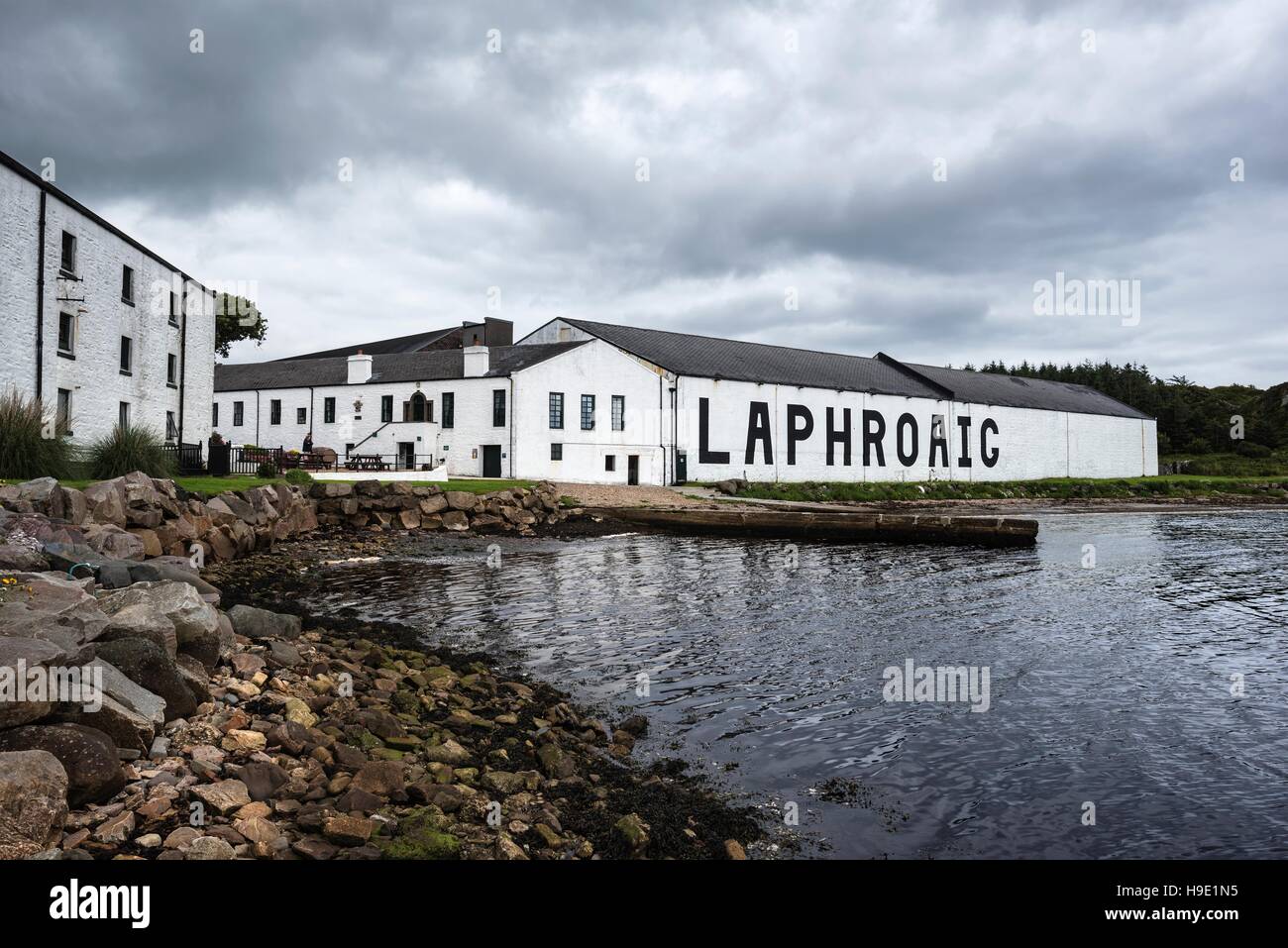 Laphroaig whiskey distillery, storehouse, Islay, Inner Hebrides ...