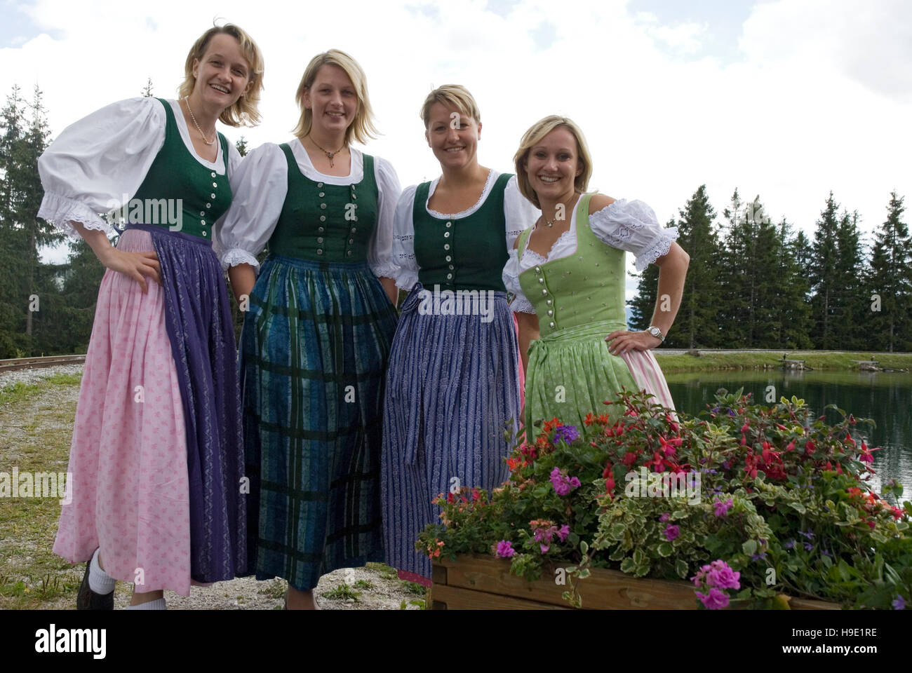 Women wearing tradtional Styrian dresses, Styria, Austria Stock Photo ...