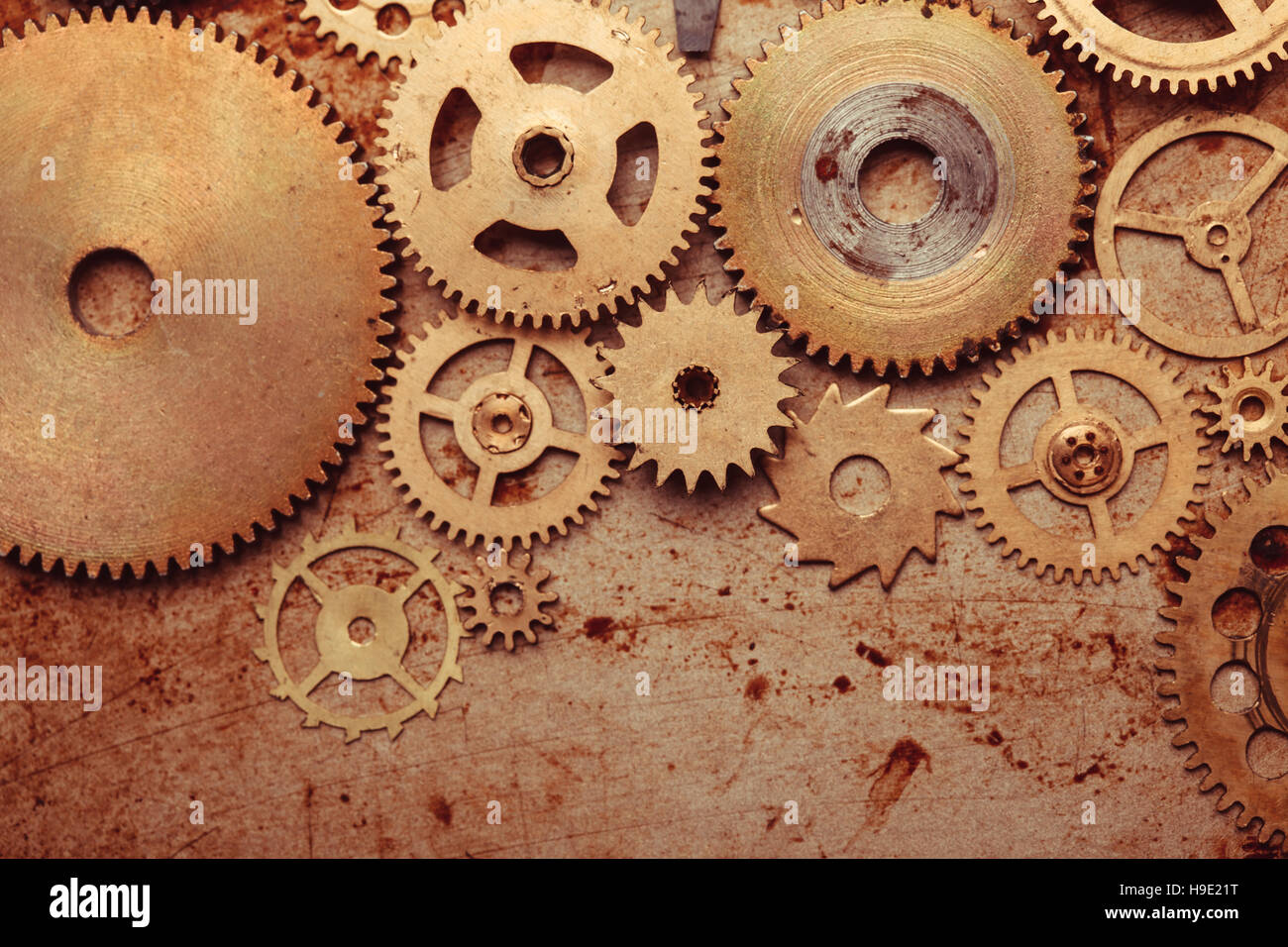 Steampunk gears background Stock Photo - Alamy