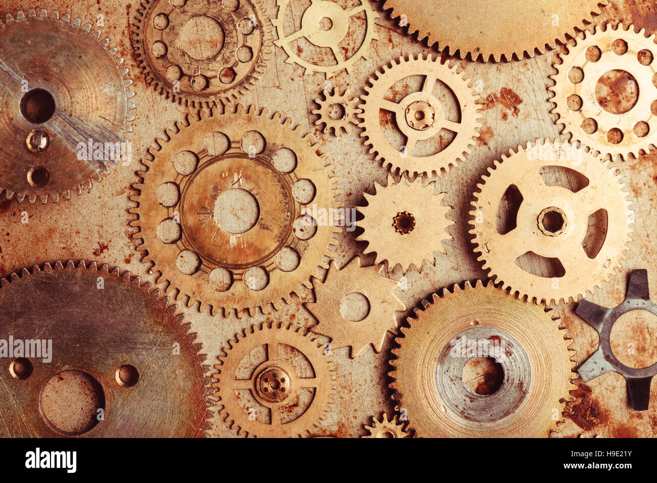 Steampunk gears background Stock Photo - Alamy