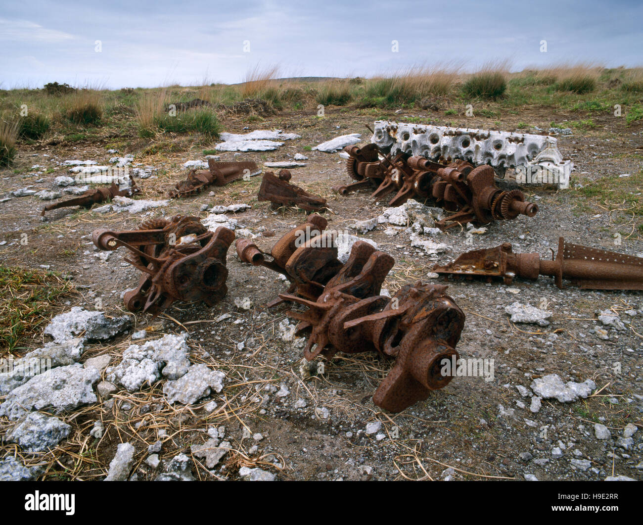 Burnt & rusty remains of a German Luftwaffe Heinkel He 111 bomber which ...