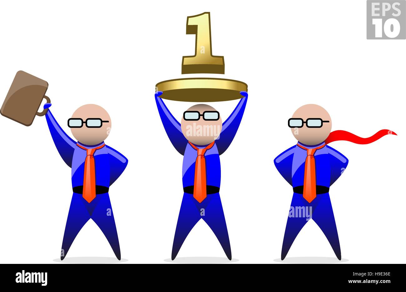 Super salesman and employee, number one employee icons Stock Vector ...