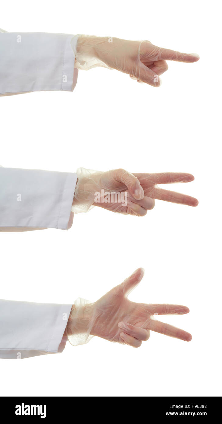 Set of doctor female hand over white isolated background Stock Photo ...