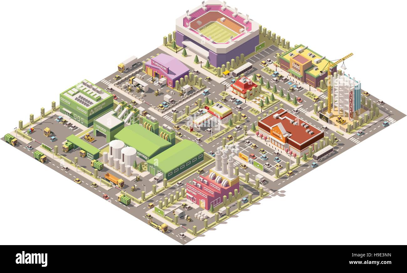 Factory isometric 3d icon hi-res stock photography and images - Alamy