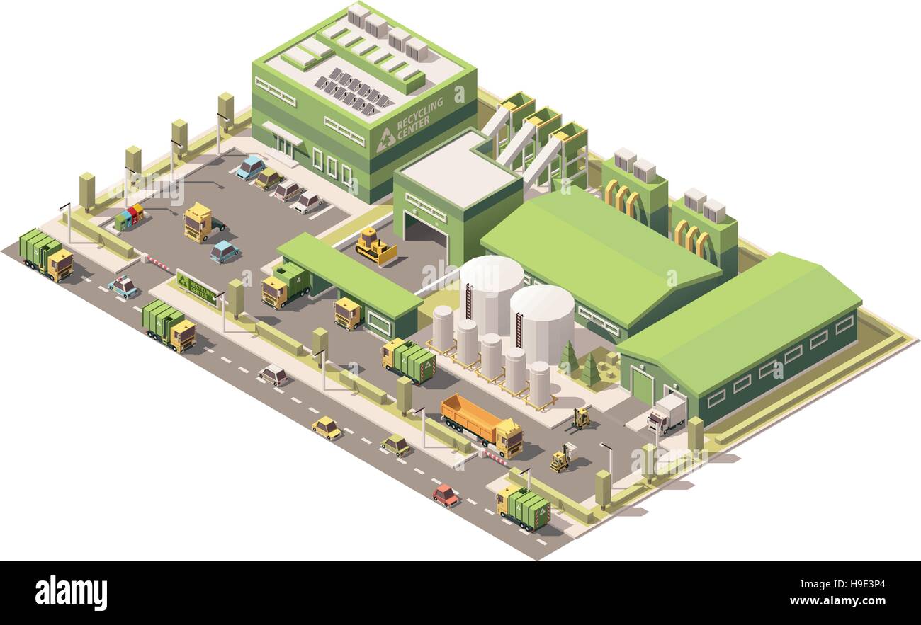Vector isometric low poly garbage recycling center Stock Vector Image & Art - Alamy