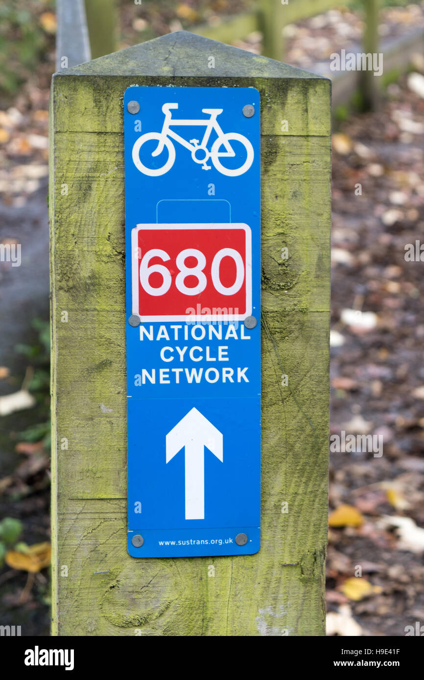 Editorial image of the National Cycle Network Signpost at the end of ...