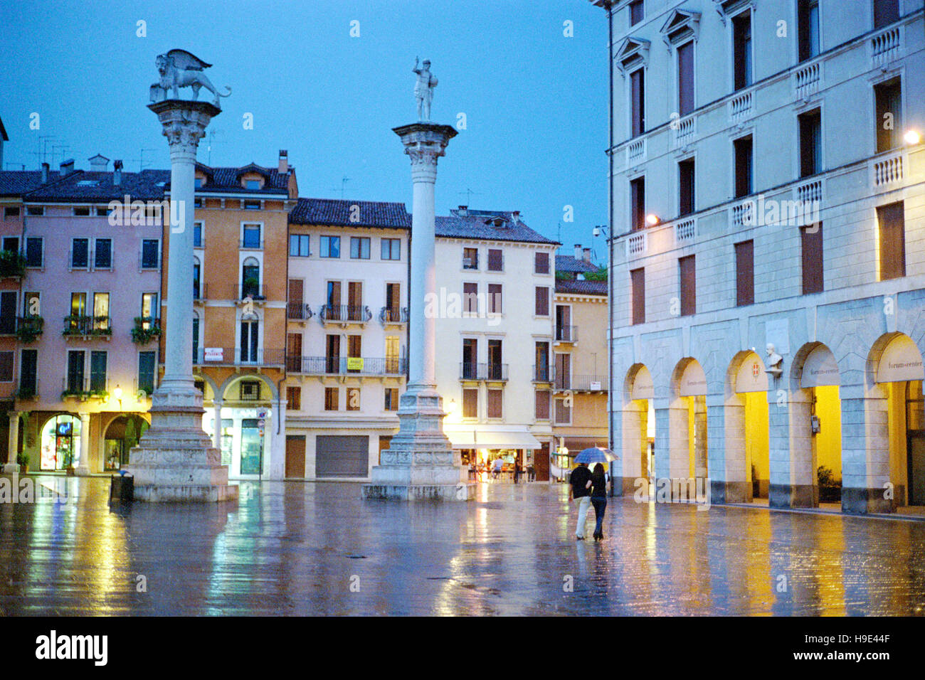 Italy, Veneto, Vicenza, Piazza de Signori Square at Dusk Stock Photo ...