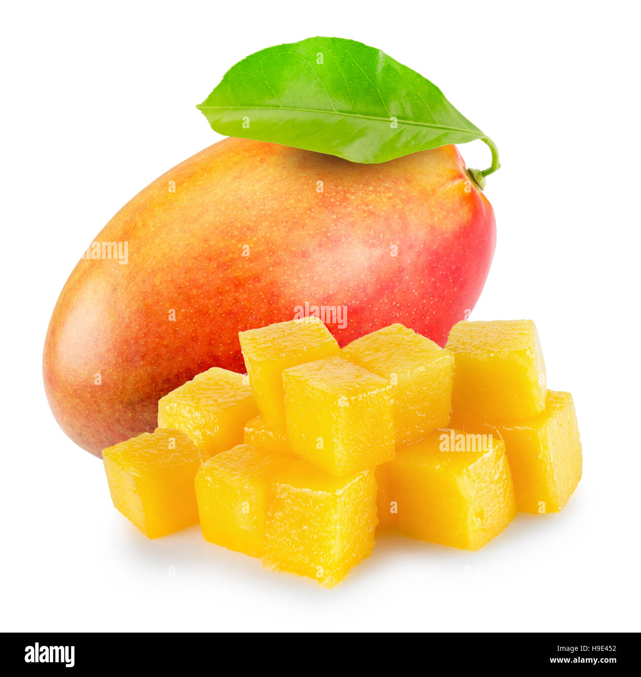 mango with cube slices isolated on the white background Stock Photo - Alamy