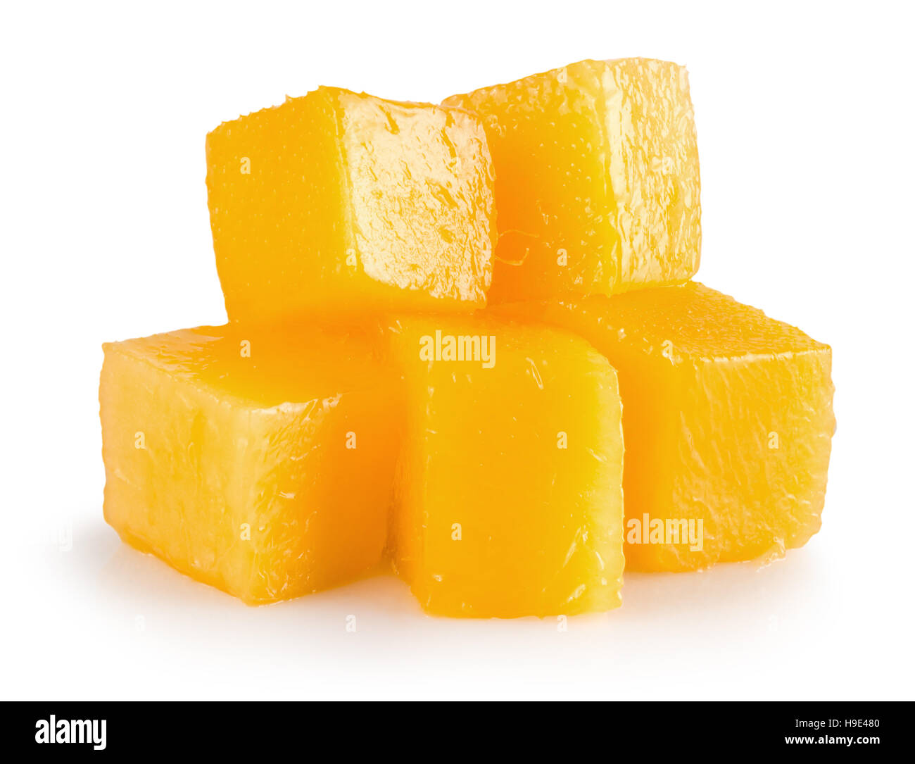 mango cube slices isolated on the white background Stock Photo - Alamy