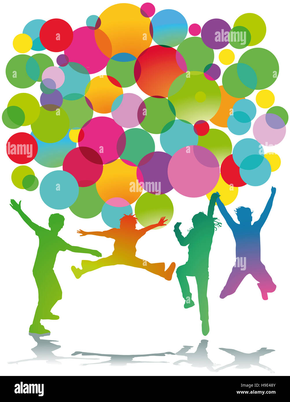 Kids jumping colorful Stock Photo - Alamy