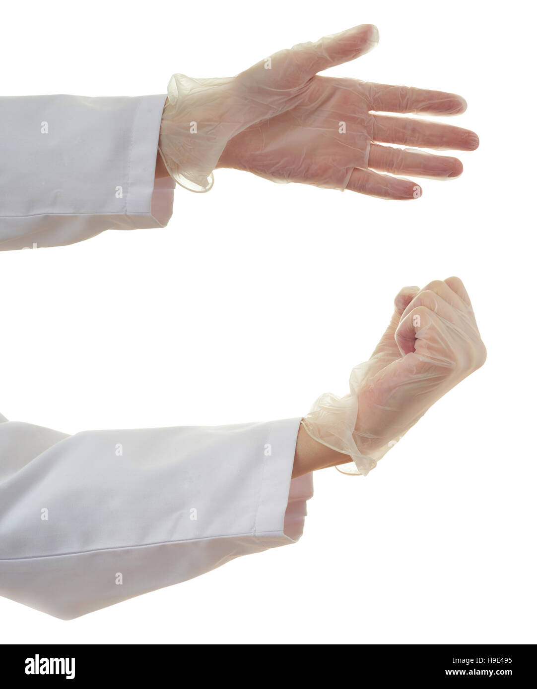 Set of doctor female hand over white isolated background Stock Photo ...