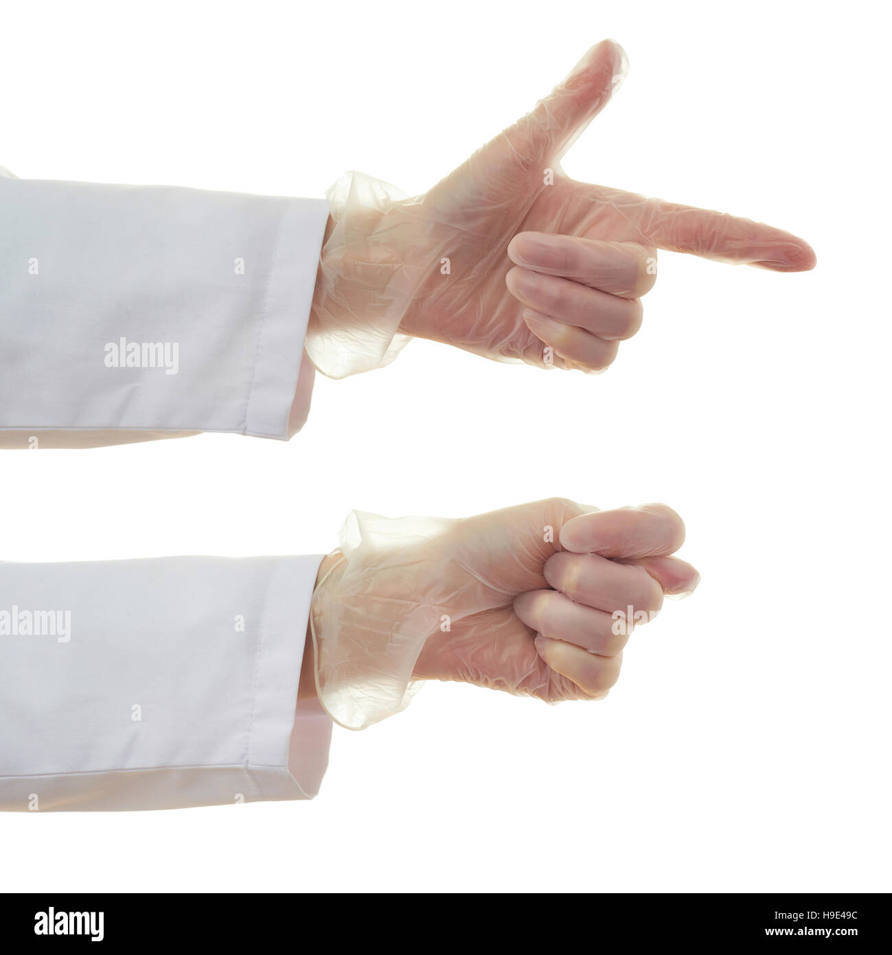 Set of doctor female hand over white isolated background Stock Photo ...
