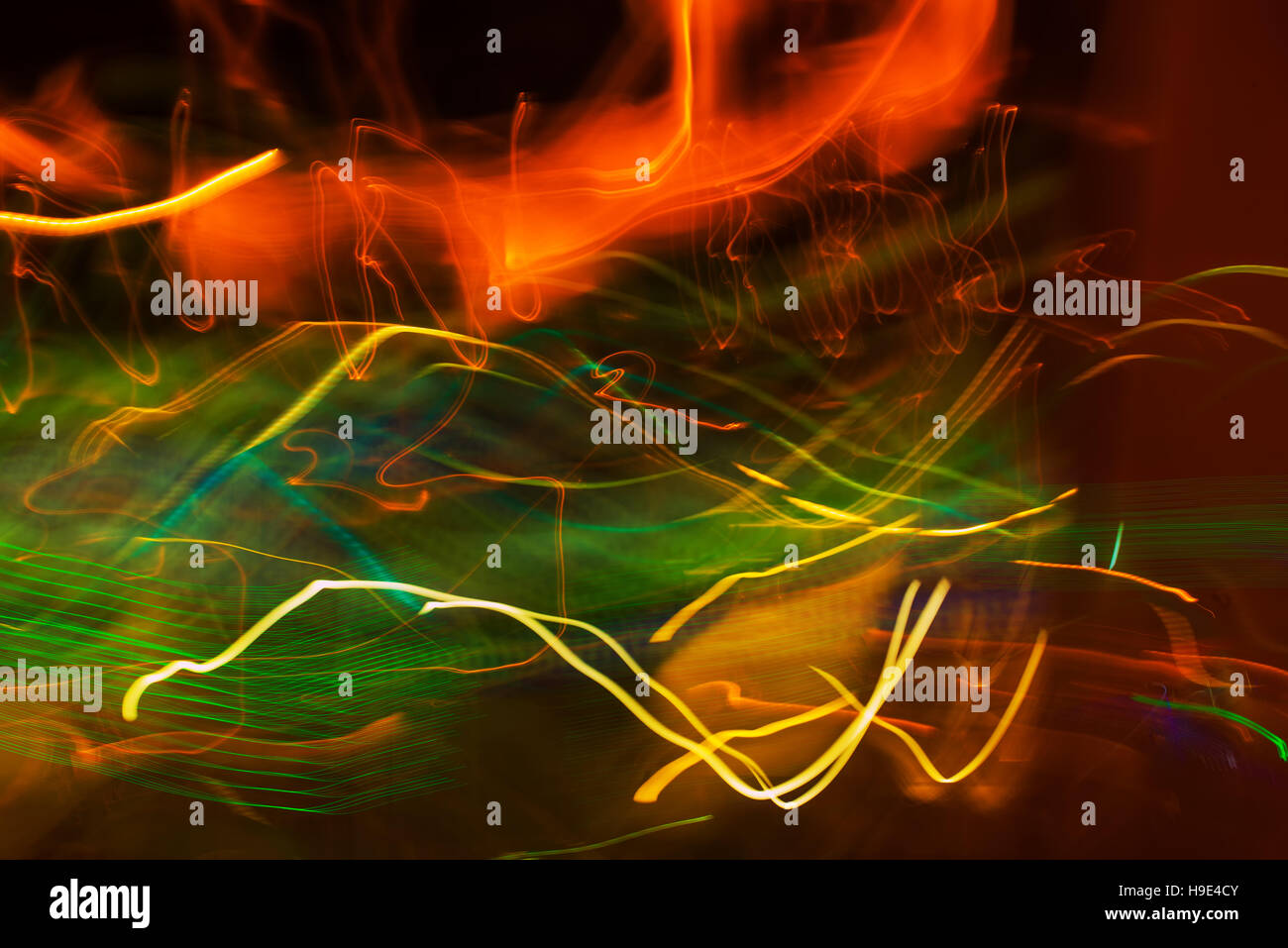 Traffic light paint with long exposure, colorful abstract motion blur ...