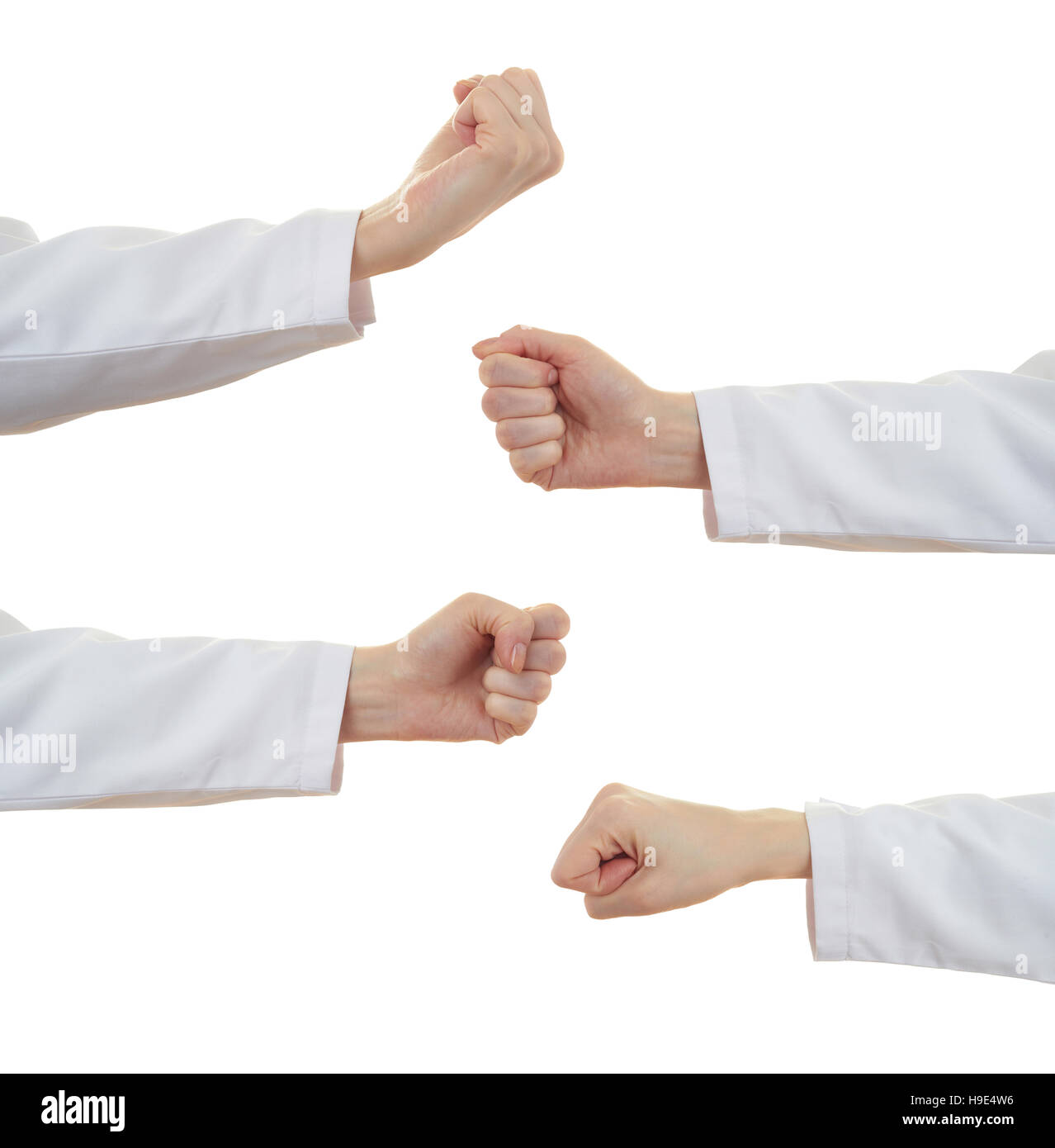 Set of doctor female hand over white isolated background Stock Photo ...