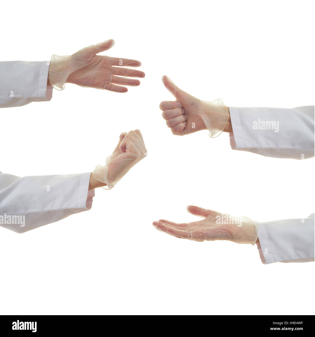 Set of doctor female hand over white isolated background Stock Photo ...