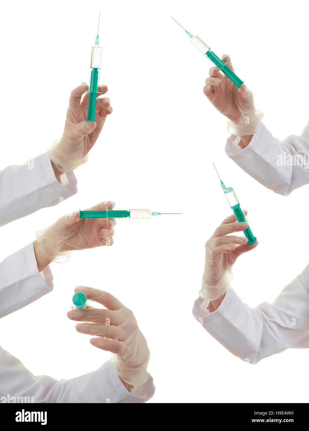 Set of doctor female hand over white isolated background Stock Photo ...