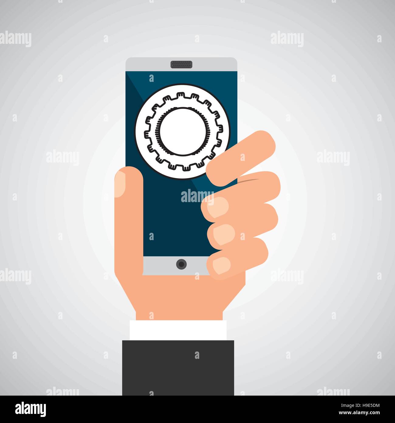 hand smartphone progress network social vector illustration eps 10 ...