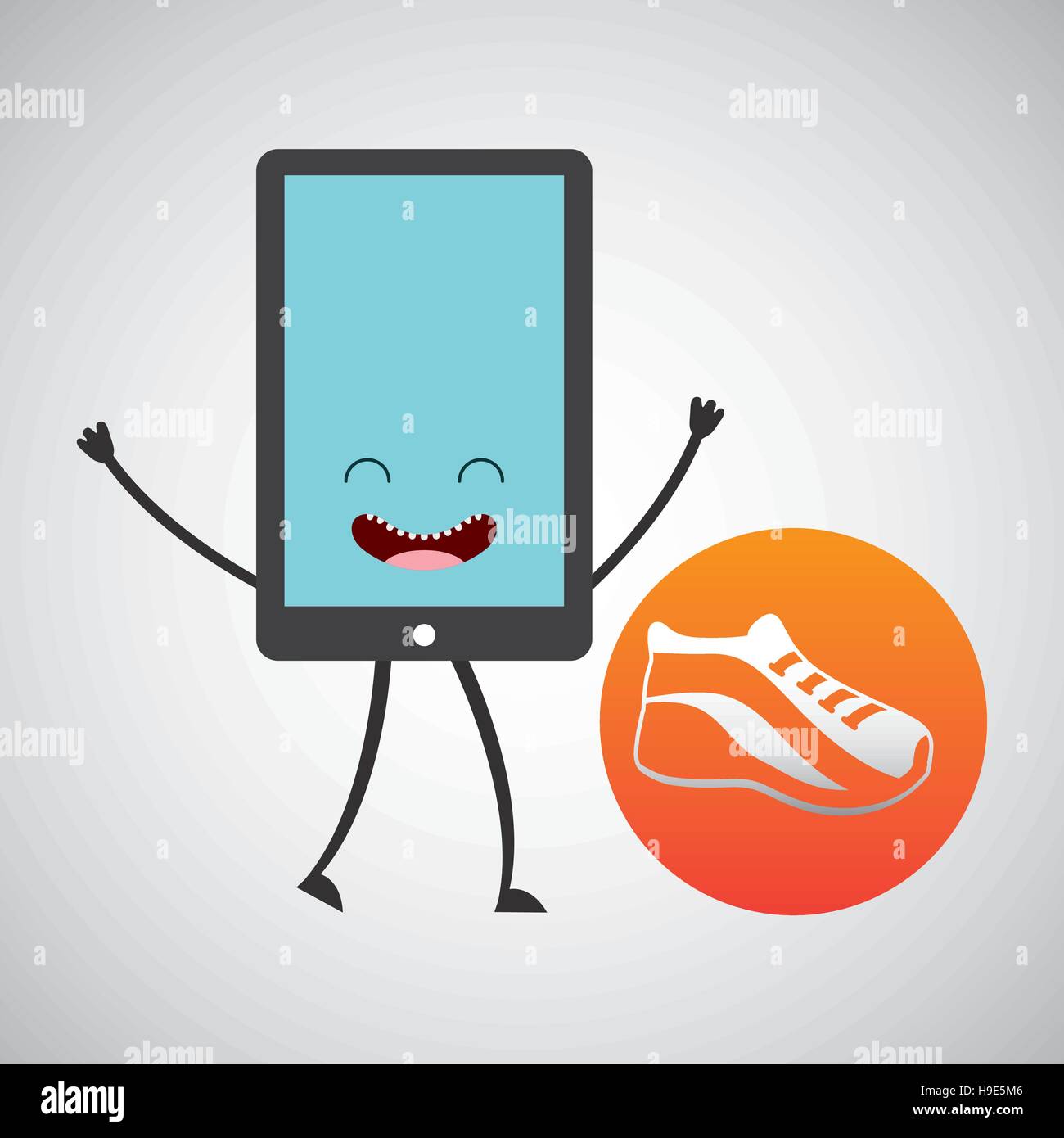 smartphone cartoon with running app sport vector illustration eps 10 ...