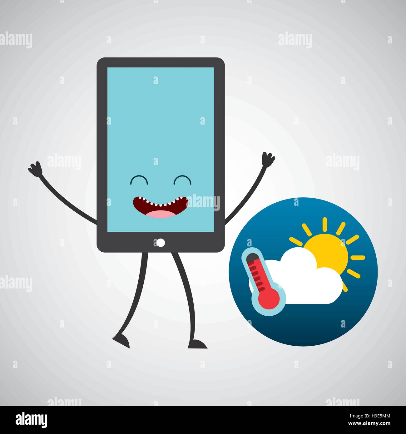 smartphone cartoon with weather forecast application vector ...