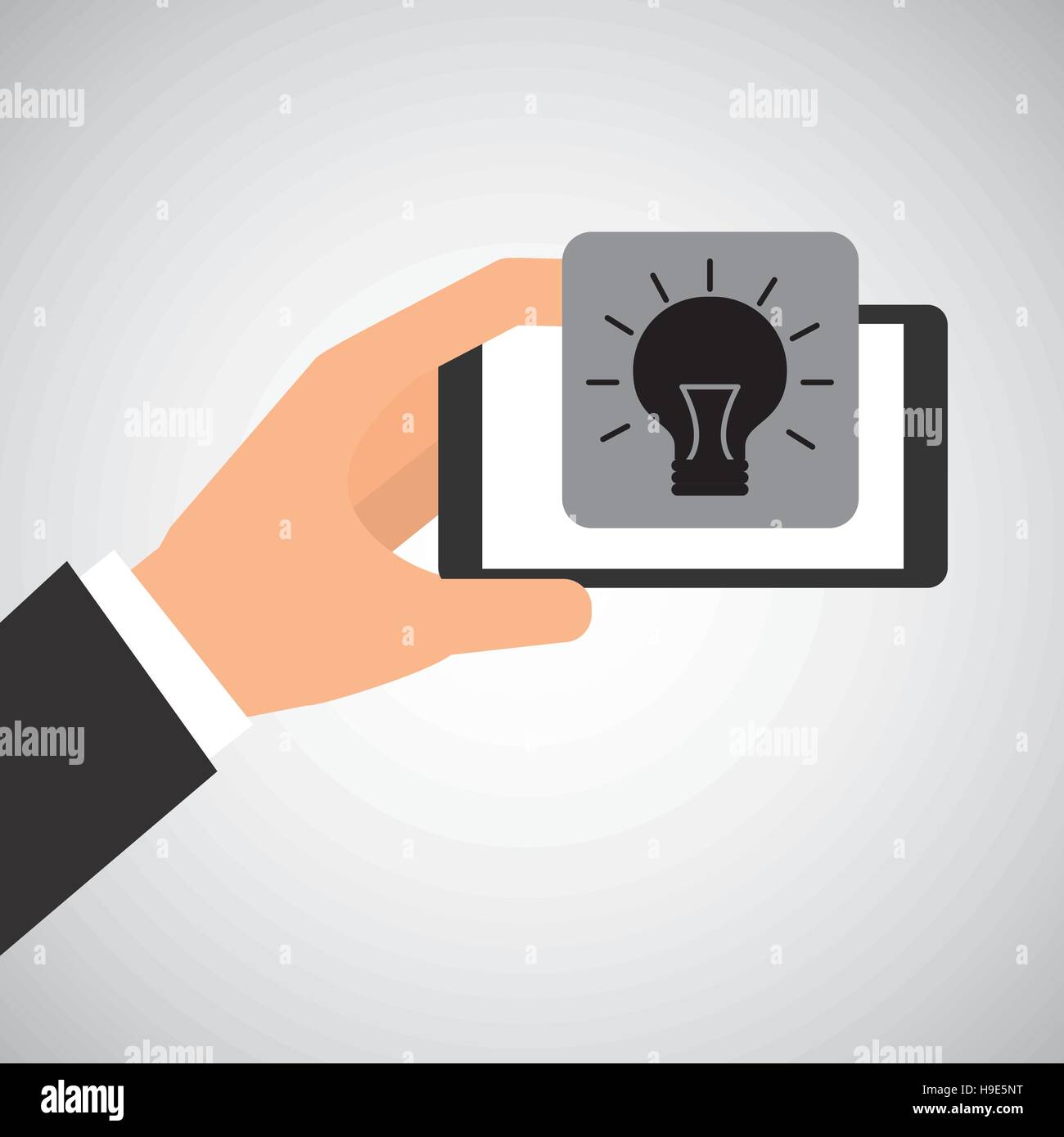 smartphone in hand with idea bulb vector illustration eps 10 Stock ...