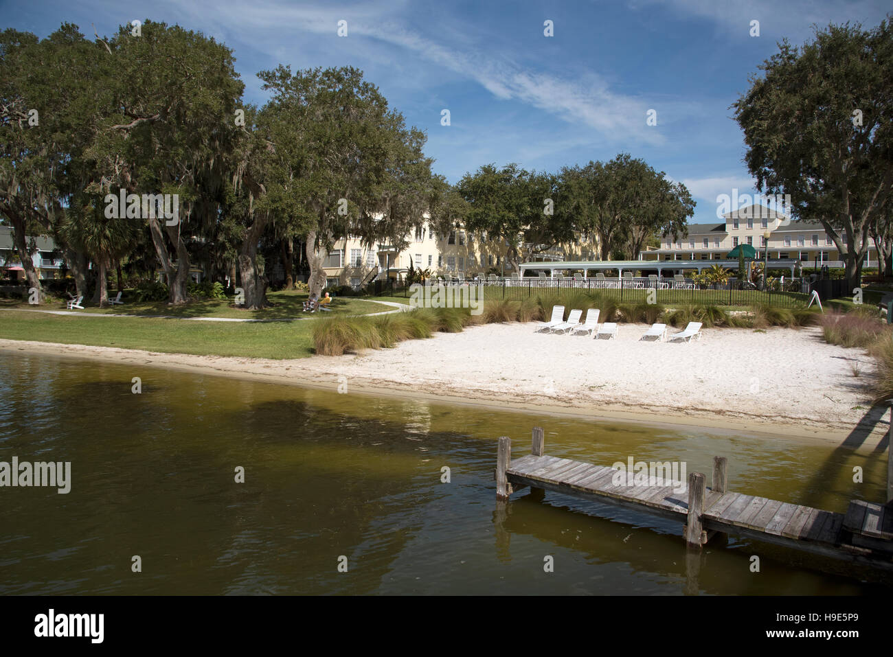 Mount Dora Florida USA - Lakeside property and beach of Lake Dora Stock ...