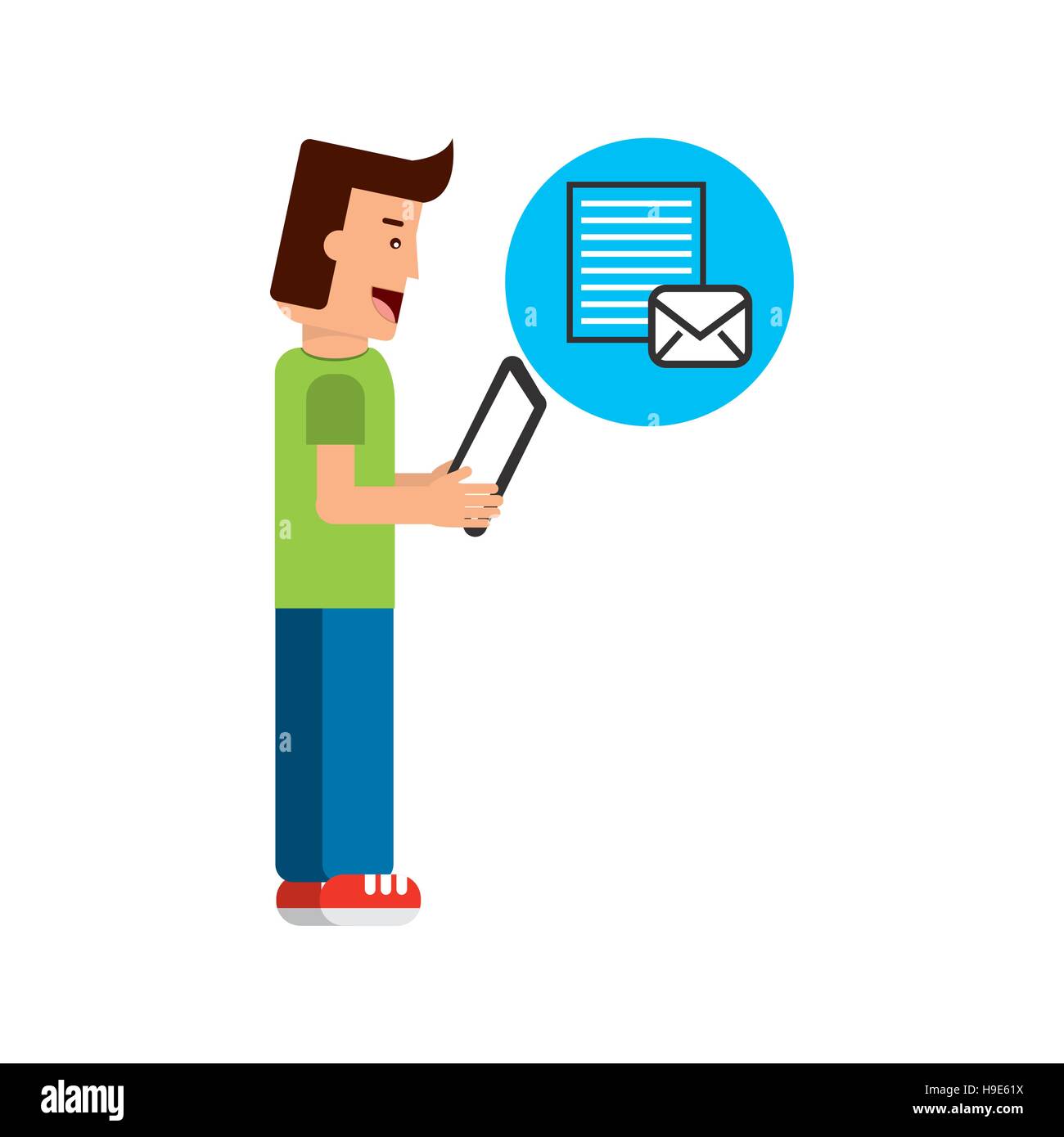 cartoon man tablet email letter document vector illustration eps 10 ...