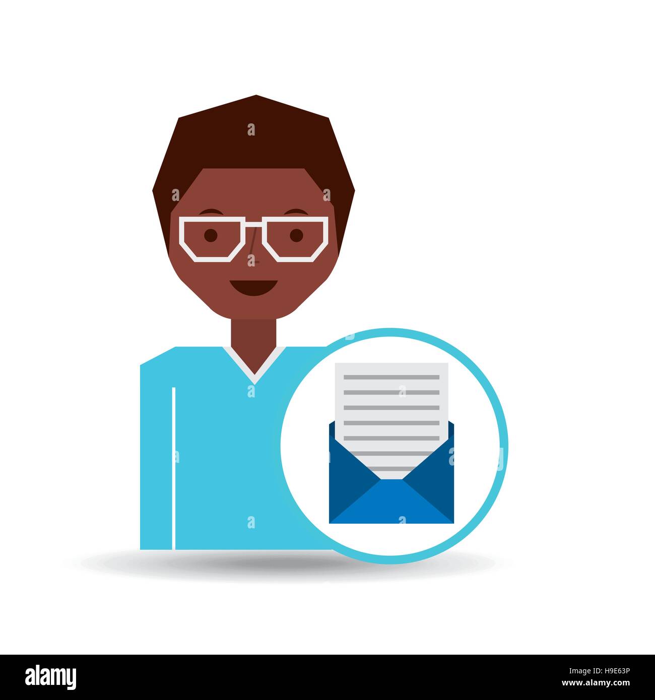 man cartoon message document file vector illustration eps 10 Stock ...