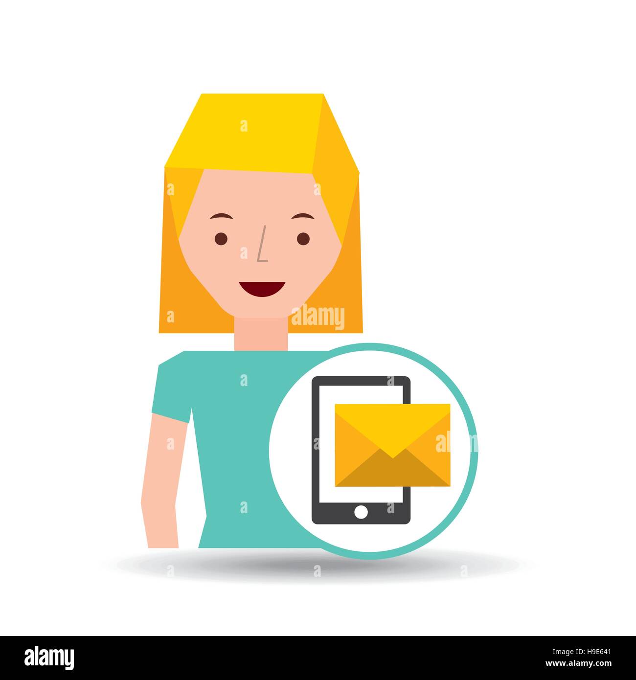 girl cartoon email envelope smartphone vector illustration eps 10 Stock ...