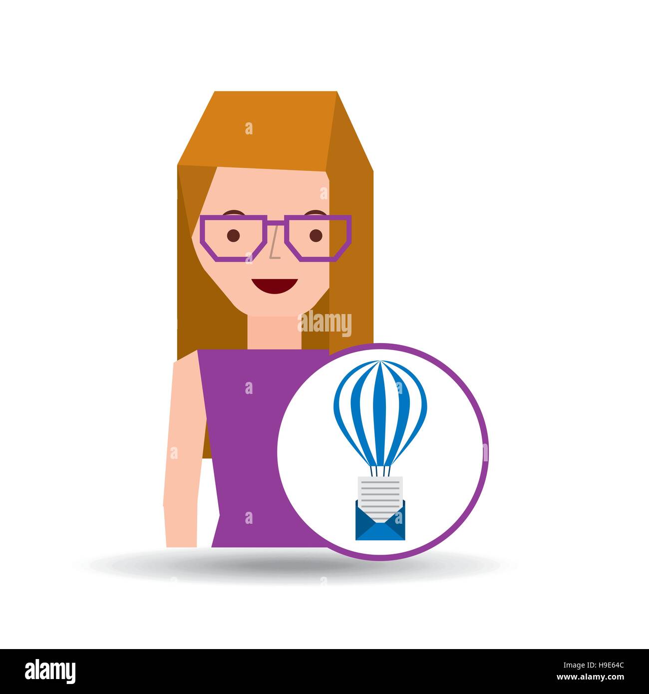 girl cartoon post email envelope illustration eps 10 Stock Vector Image ...