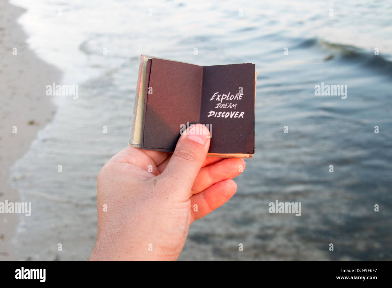 Explore Dream Discover. Travel agency idea Stock Photo - Alamy