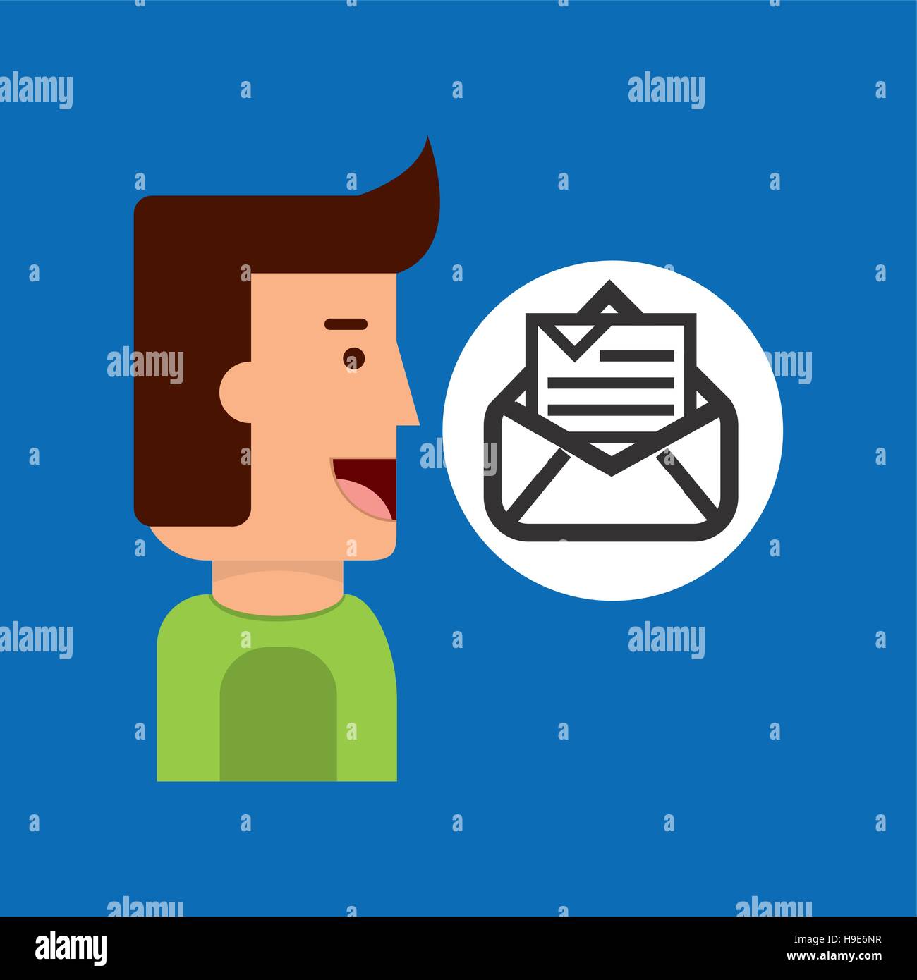 character boy with tablet email newsletter open envelope vector ...