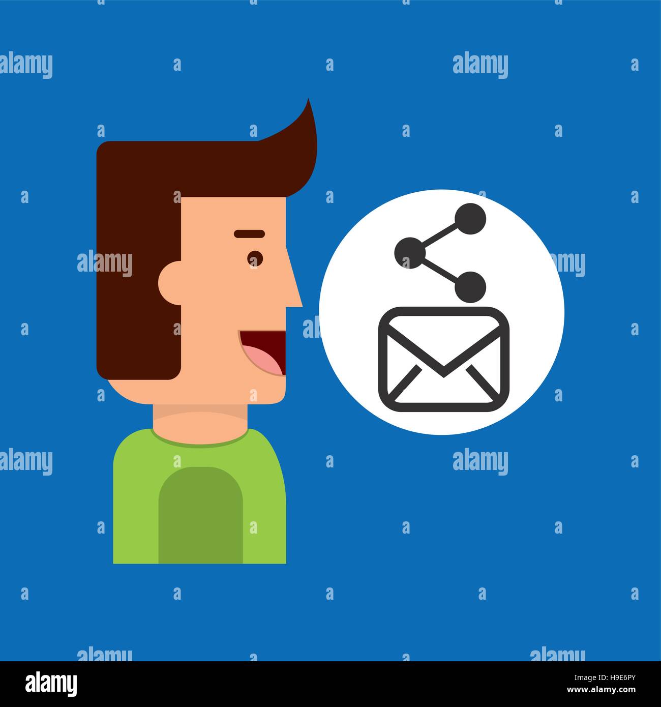 cartoon man tablet email message sharing vector illustration eps 10 ...