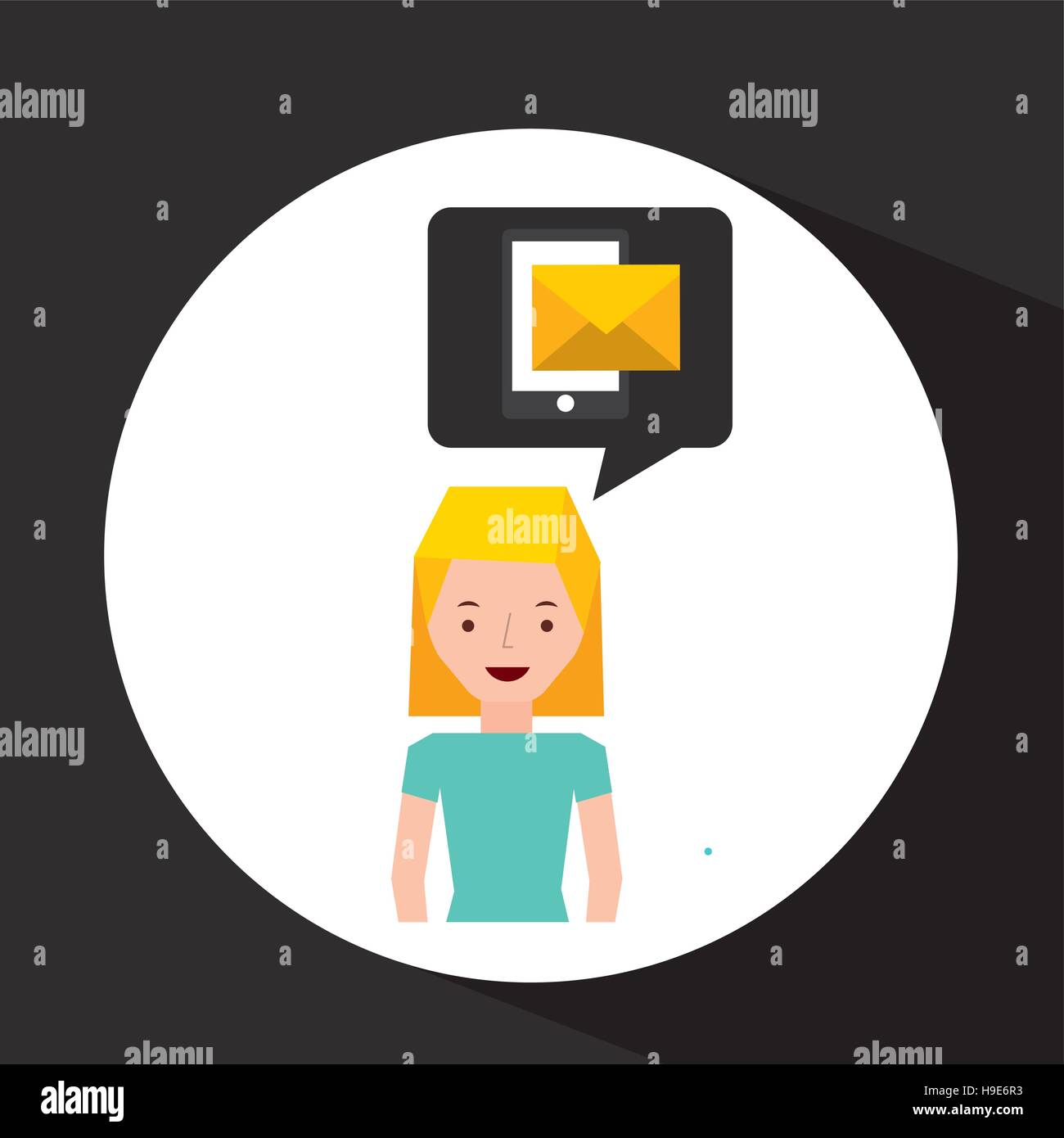 girl cartoon email envelope smartphone vector illustration eps 10 Stock ...