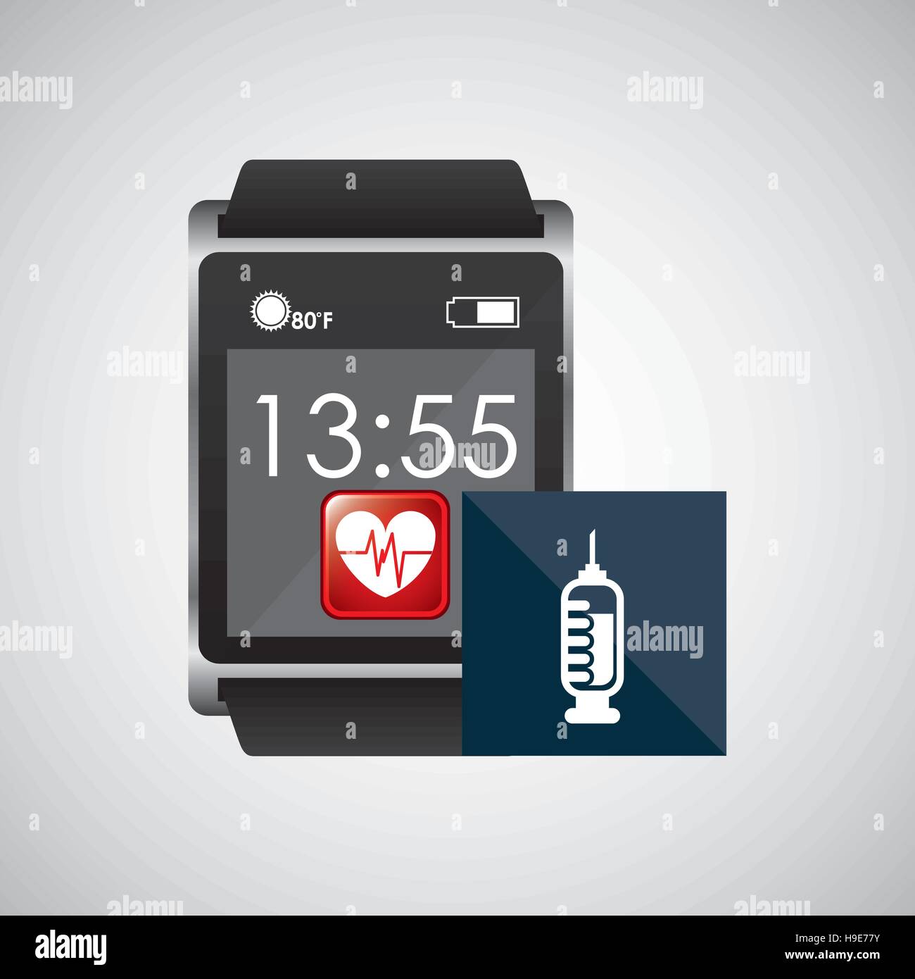 digital smartwatch healthy syringe vector illustration eps 10 Stock ...